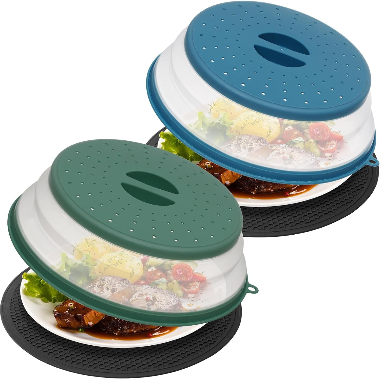 4 in 1, Vented Collapsible Microwave Splatter Cover & Mat,Kitchen dish ...