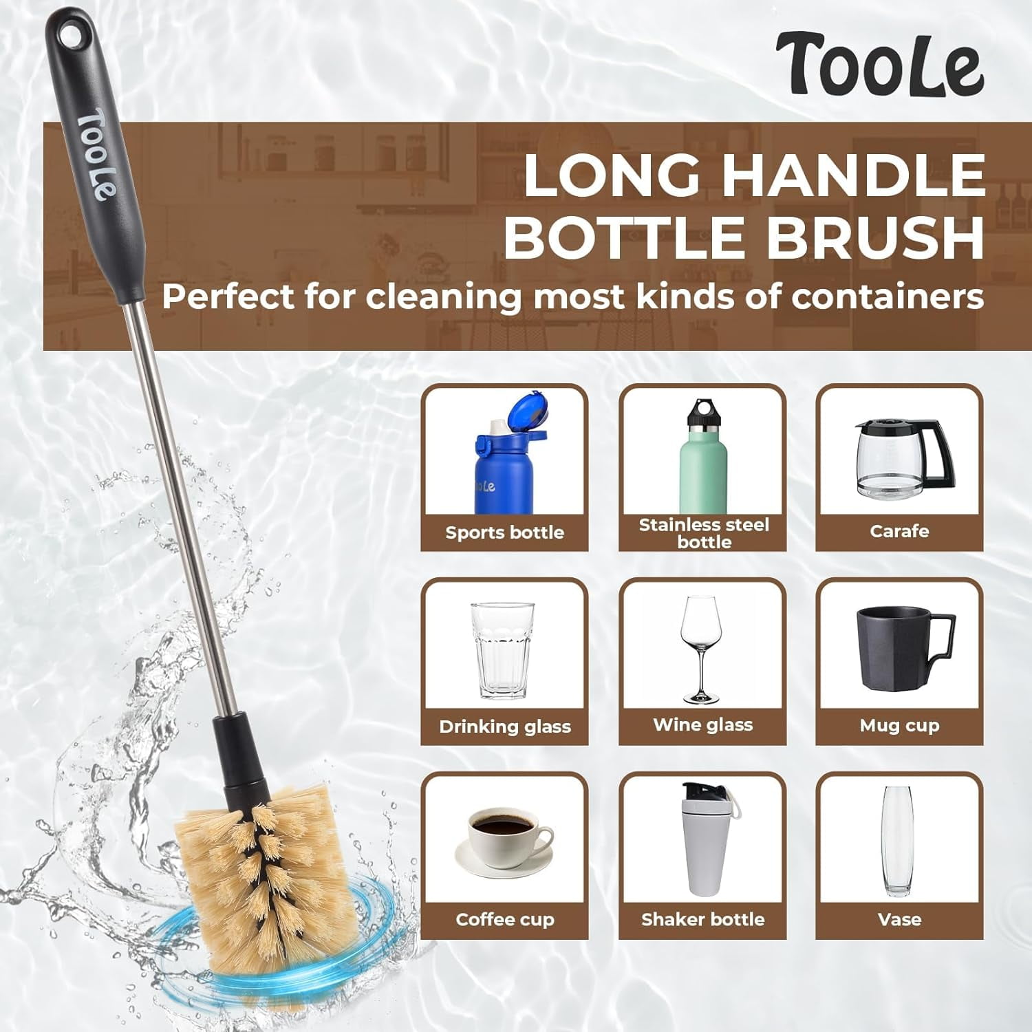 4-in-1 Water Bottle Brush Cleaner, Bottle Brush & Straw Cleaner Brush ...