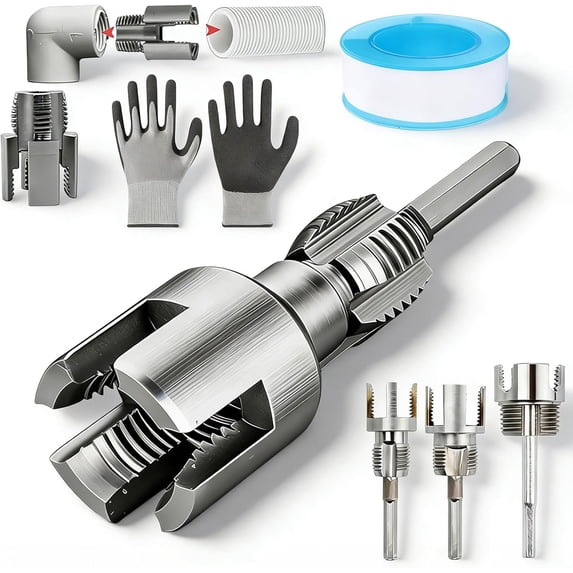 4-in-1 Water Pipe Wrench and Threader Set, Pipe Tapping Tool for 1/2 ...