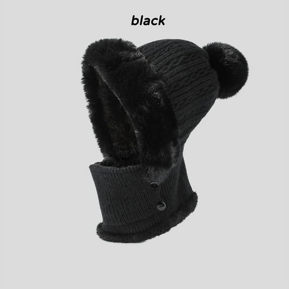 4-in-1 Winter Trapper Hat - Knitted Earflap Cap with Face Mask and Neck ...