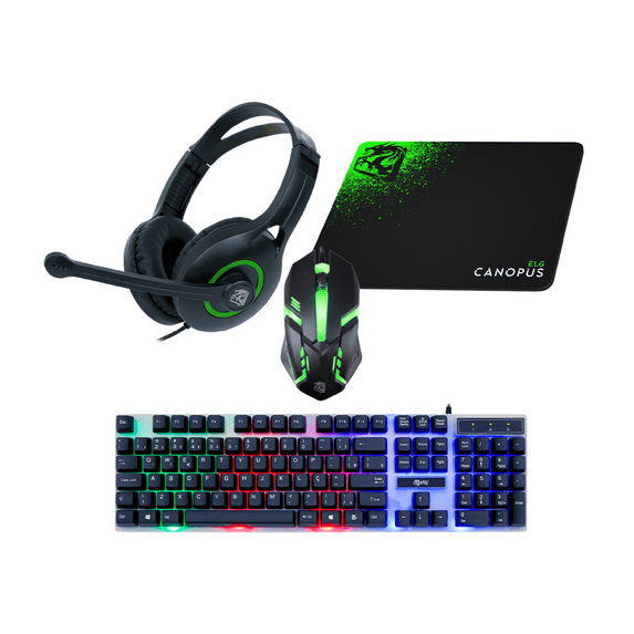 4-in-1 Wired Gaming Combo – RGB Keyboard, Ergonomic Mouse, Over-Ear ...