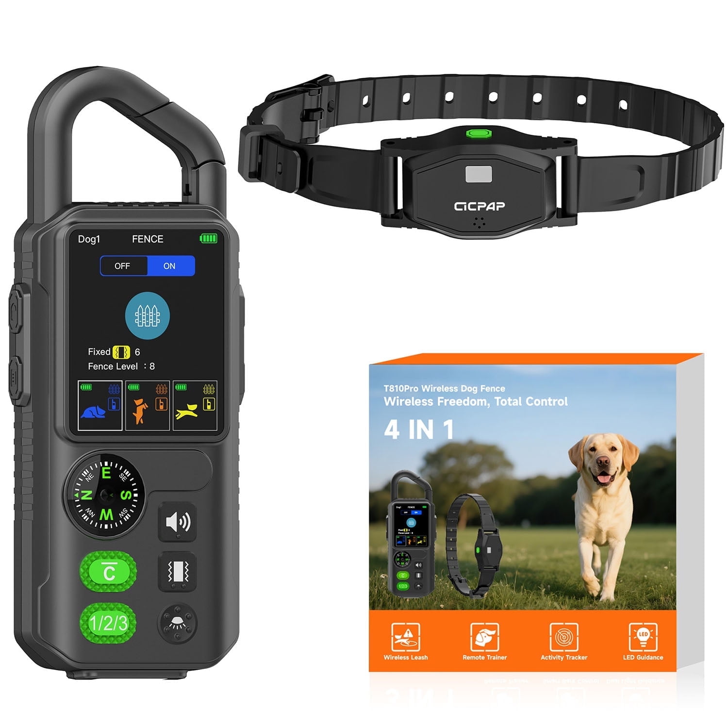 Wireless Dog Fence & Training Collar – CICPAP Waterproof Electric Fence ...