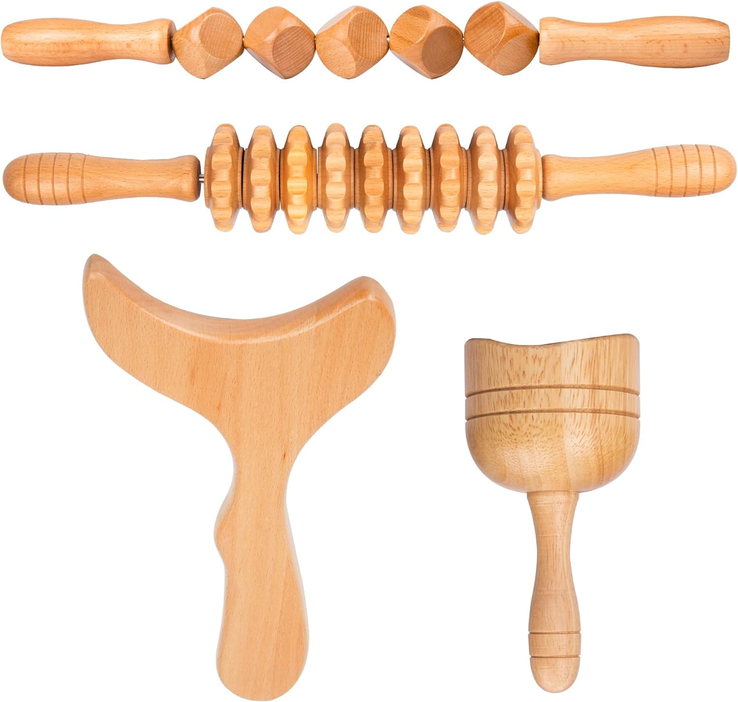 4 In 1 Wood Therapy Massage Toolslymphatic Drainage Massagermaderoterapia Kit For Effective