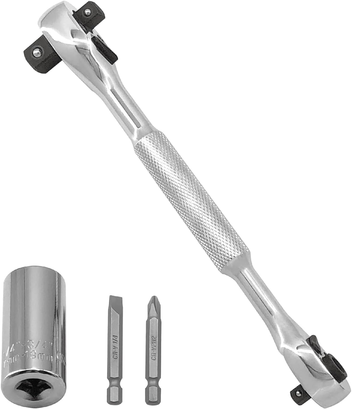 4-in-1 Wrench and Universal Socket Set, 1/4", 3/8", 1/2" Drive and 1/4 ...