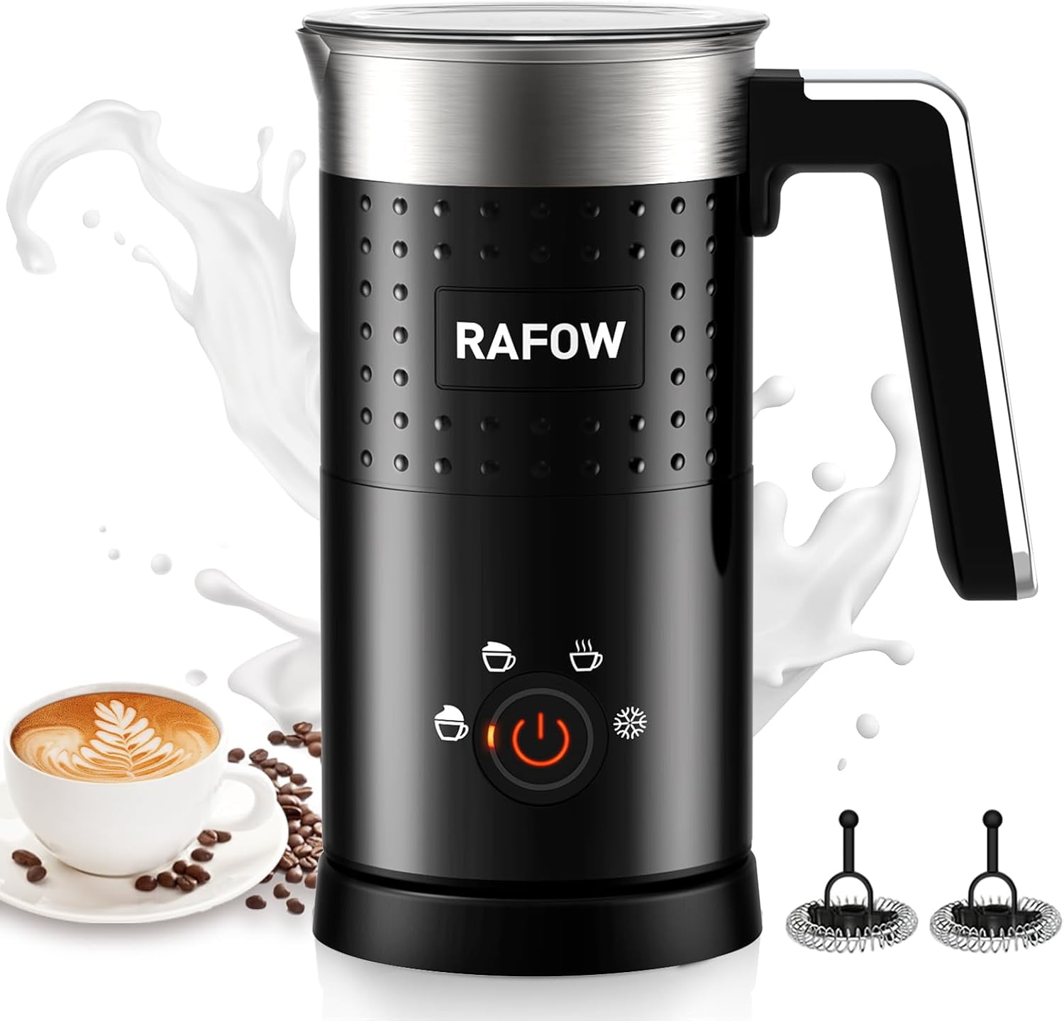 4-in-1 electric milk frother: 10-ounce / 350-milliliter large-capacity ...