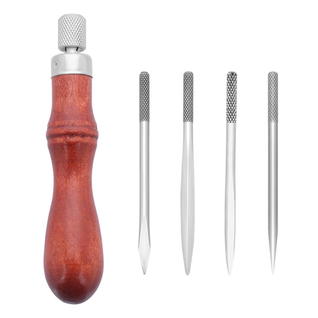 4 in 11eatherStitching Sewing Awl with Wood Handle Stitching Awl Tool ...