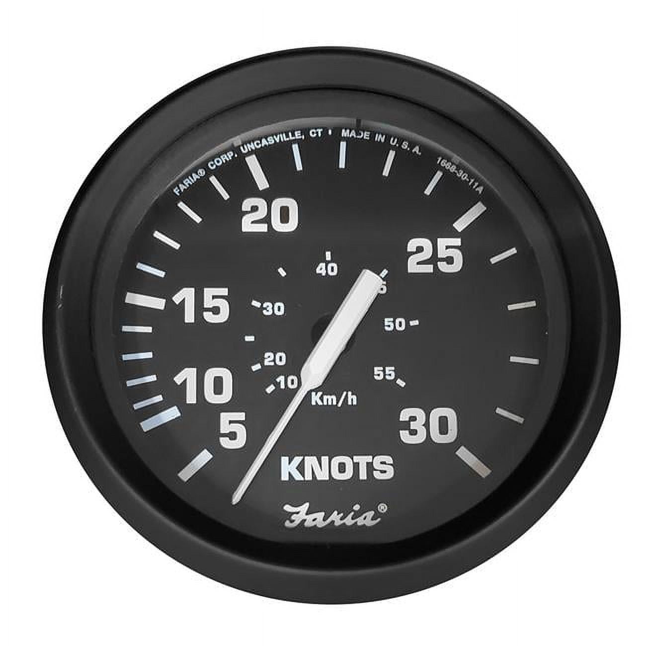 4 in. 30 Knot Speedometer for Mechanical Pitot Tube, Euro Black ...