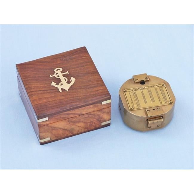 4 in. Antique Brass Brunton Pocket Transit Compass with Rosewood Box ...