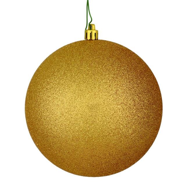 4 in. Copper & Gold Glitter Ball Ornament with Drilled 6 per Bag ...