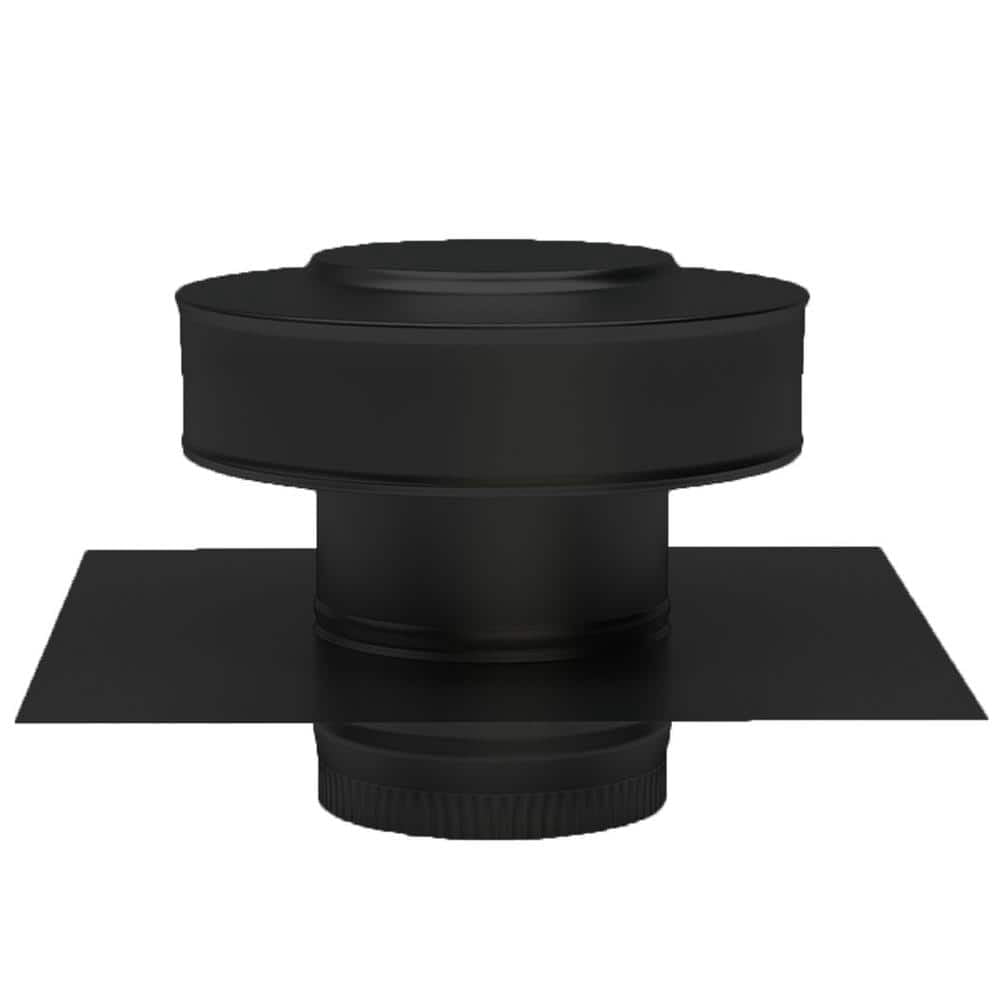 4 in. D Aluminum Round Back Static Roof Vent Roof Jack in Black with 2 ...