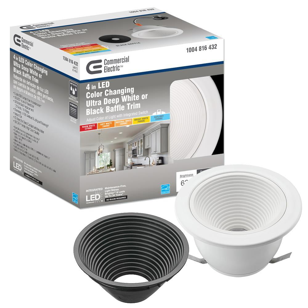 4 in. Low Glare Deep Baffle Adjustable CCT Integrated LED Recessed ...