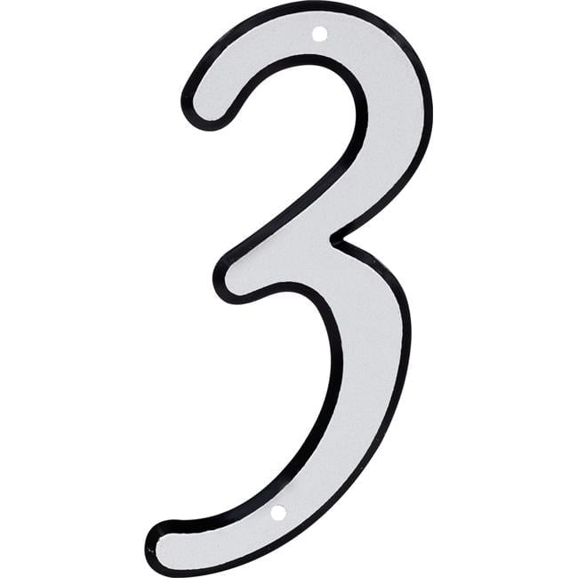 4 in. Nail-On Reflective Plastic House Number - 3 - 3 Piece - Walmart.com