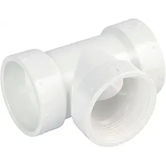 4 in. PVC DWV Flush Cleanout Tee, Hub x Hub x FPT White Drain, Waste ...