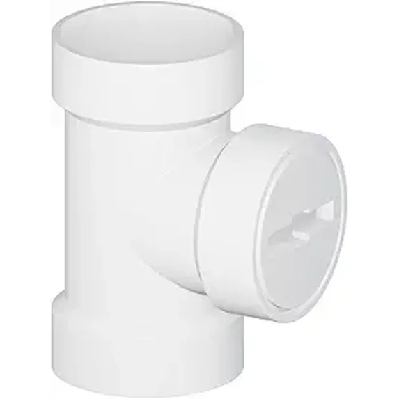 4 in. PVC DWV Flush Cleanout Tee w/ C. O. Plug H x H x FPT, White PVC ...