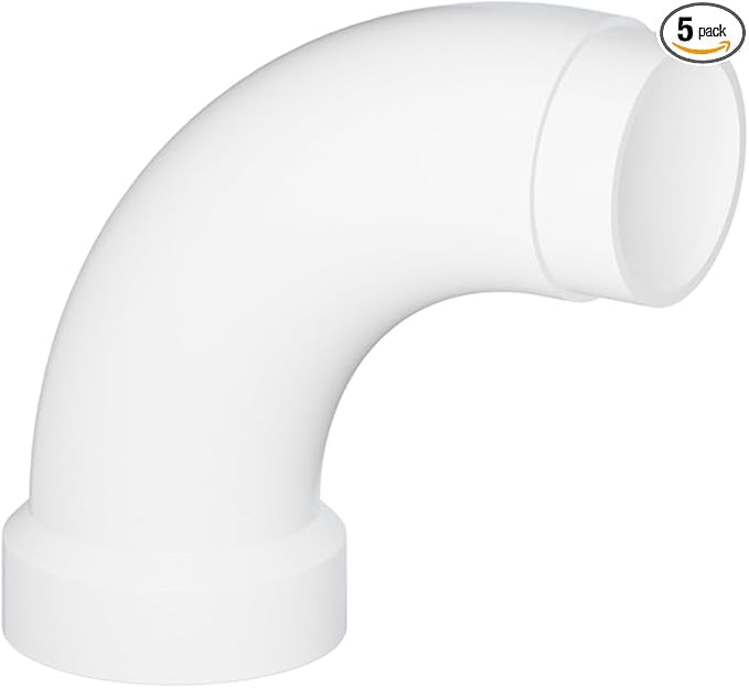 4 in. PVC DWV Long Sweep 1/4 Bend 90° Elbow, Hub x Hub Plumbing Fitting ...
