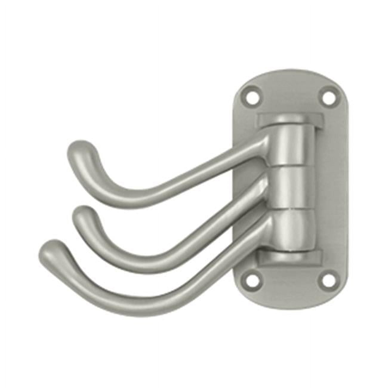 4 in. Projection Heavy Duty Triple Swivel Hook- Satin Nickel - Solid ...