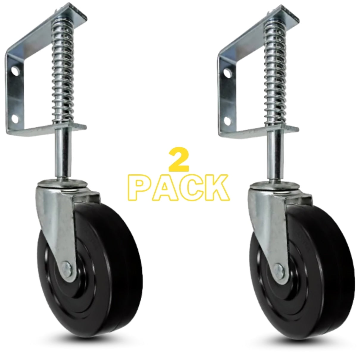 4 in. Spring Loaded Gate Casters | Hard Rubber Wheels |140 lb Capacity ...