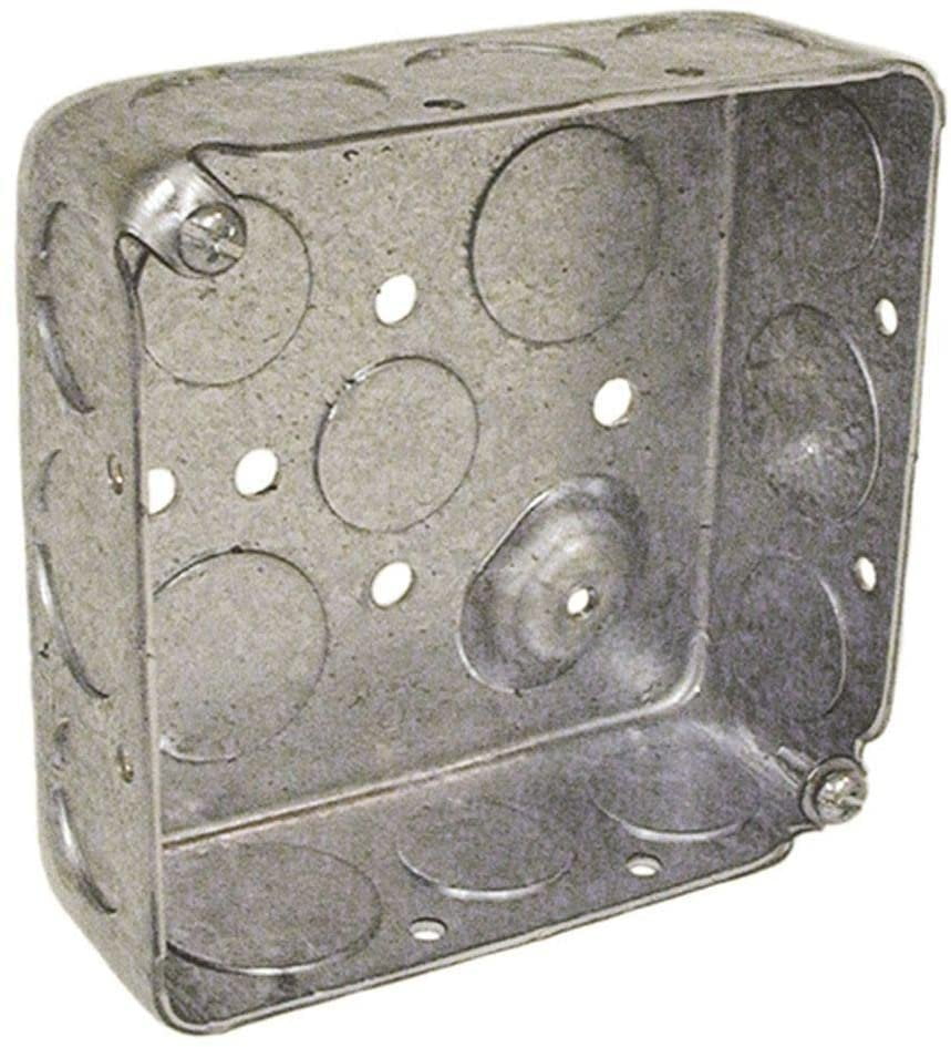 4 in. Square Drawn Box, 1-1/2 in. Deep with 1/2 & 3/4 in. KO'S 50-Pack ...