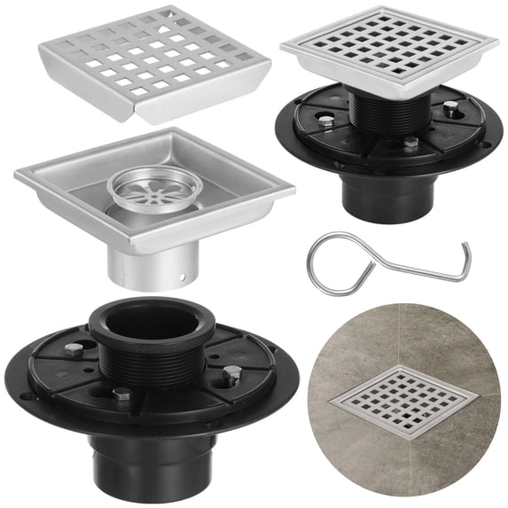 4 in Square Shower Floor Drain, Heavy-Duty Stainless Steel with ...