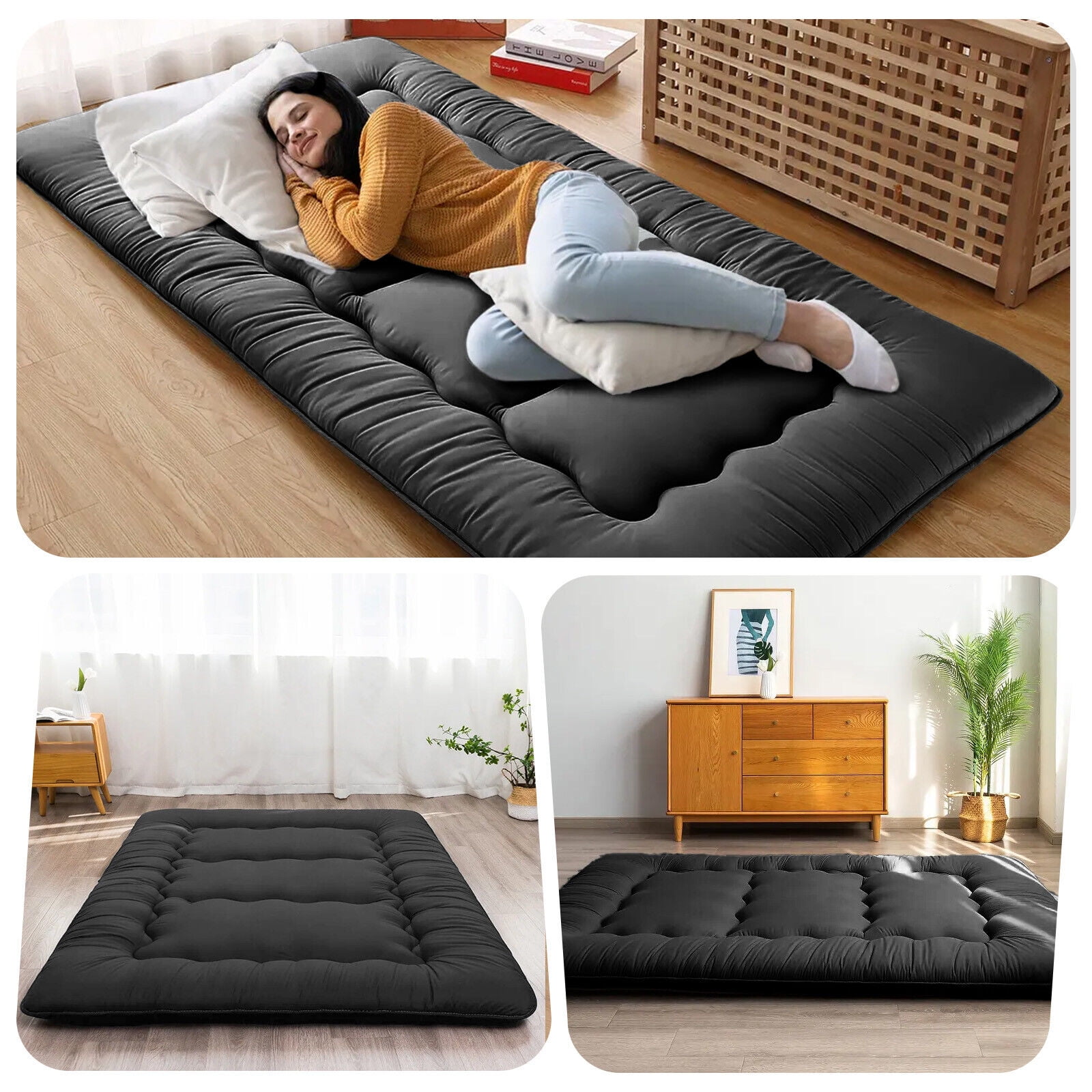 4 in Thick Japanese Floor Mattress Foldable Futon Mattress Sleeping ...