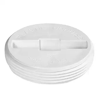 4 in. White PVC DWV Flush Cleanout Plug, Male Pipe Thread Fitting for ...