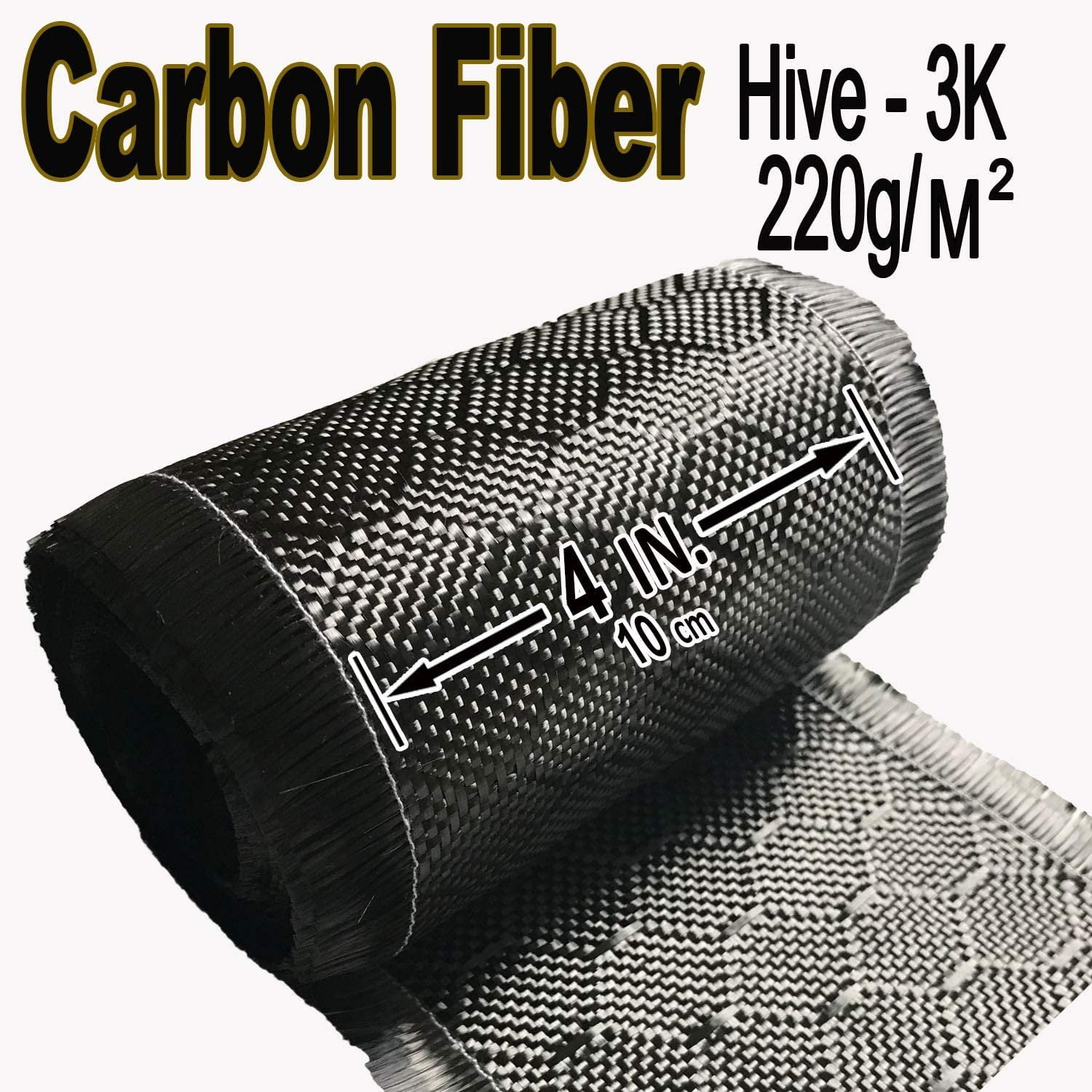 4 in x 5 FT - Bee Hive - CARBON FIBER FABRIC-2x2 Twill WEAVE-3K - 220g ...