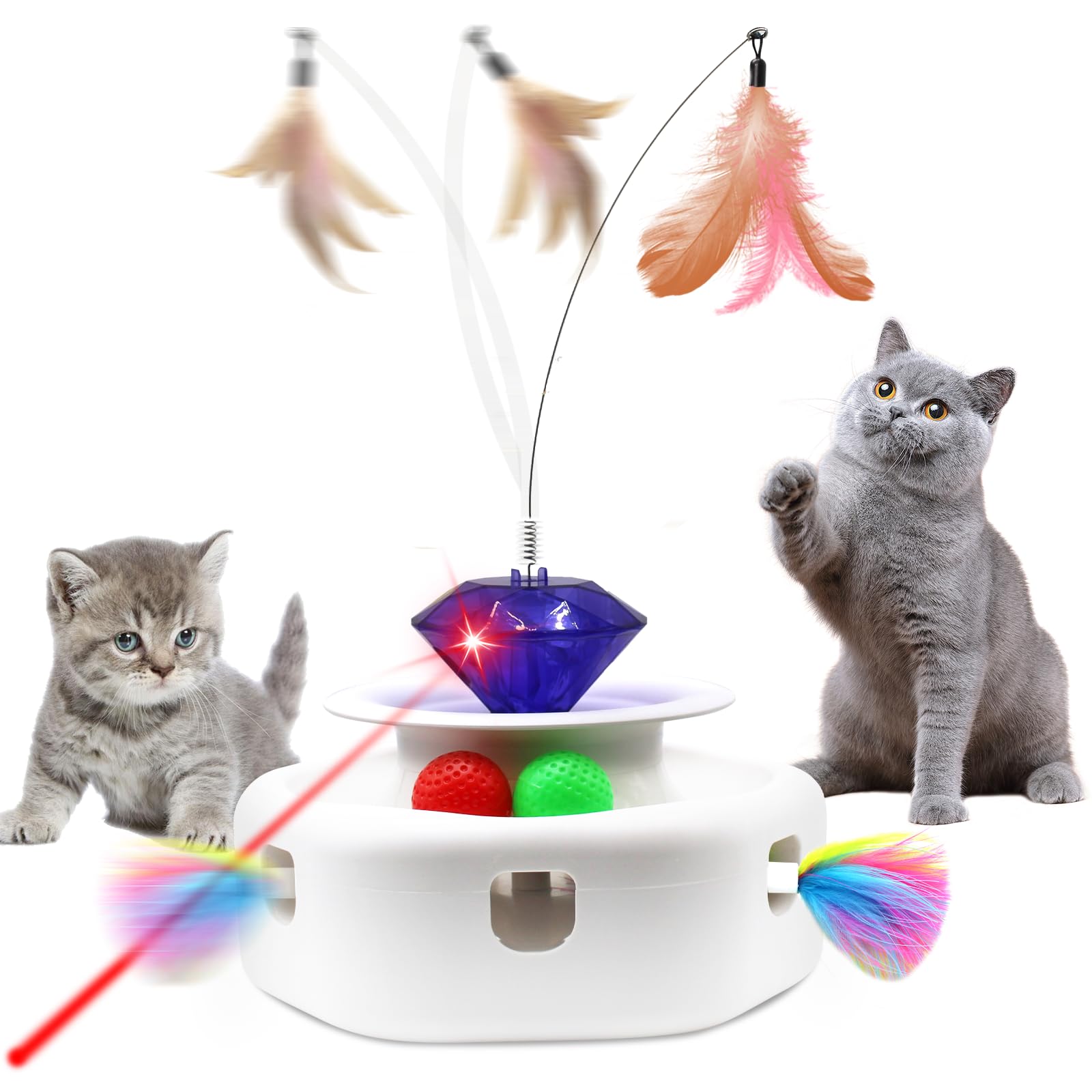 4 in1 Automatic Laser Cat Toy, Interactive Kitten Toy Cat Laser Pointer ...