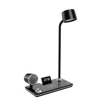 4 in1 LED Desk Lamp with Wireless Charger Speaker Digital Clock Touch ...