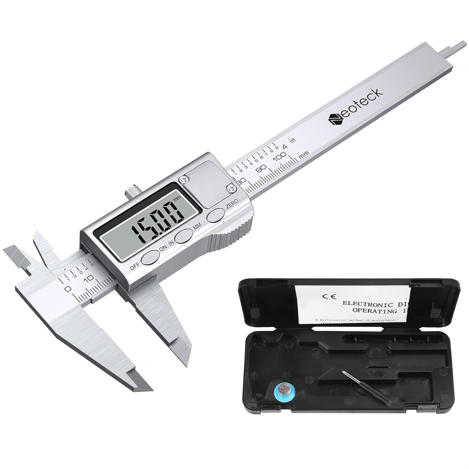 4 inch/100mm Digital Caliper, Stainless Steel Electronic Calipers ...
