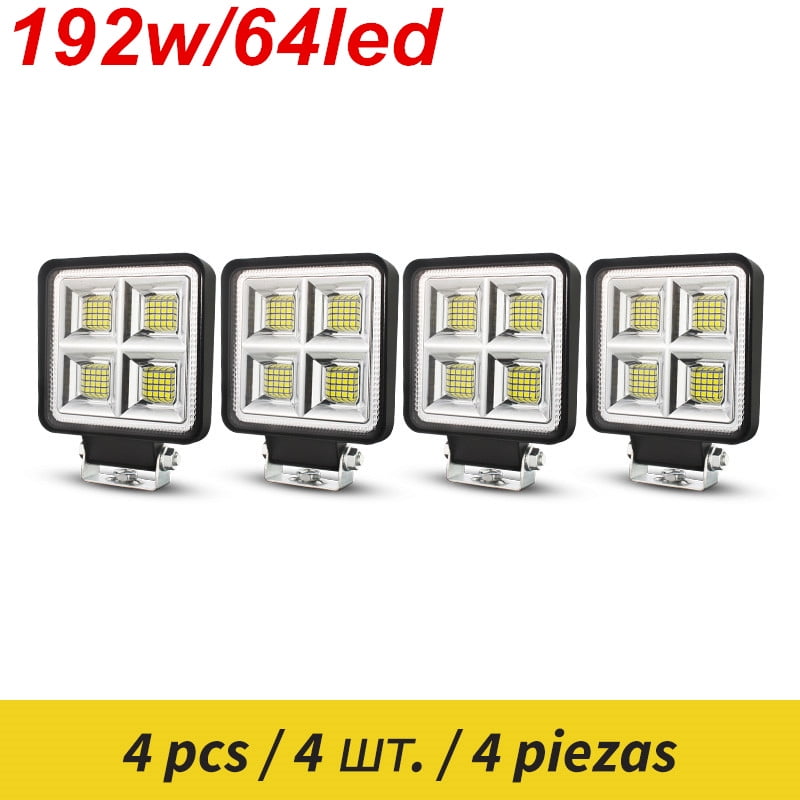 4 inch 192W Square LED Work Light Spotlight 164W LED Light Bar For 4x4 ...