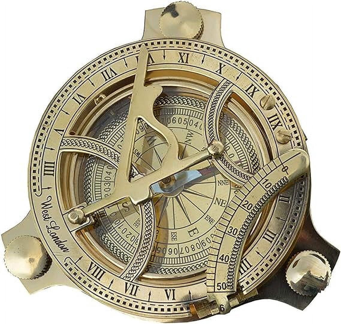 4 inch Brass Sundial Compass - Solis Brass Sun Clock Nautical ...