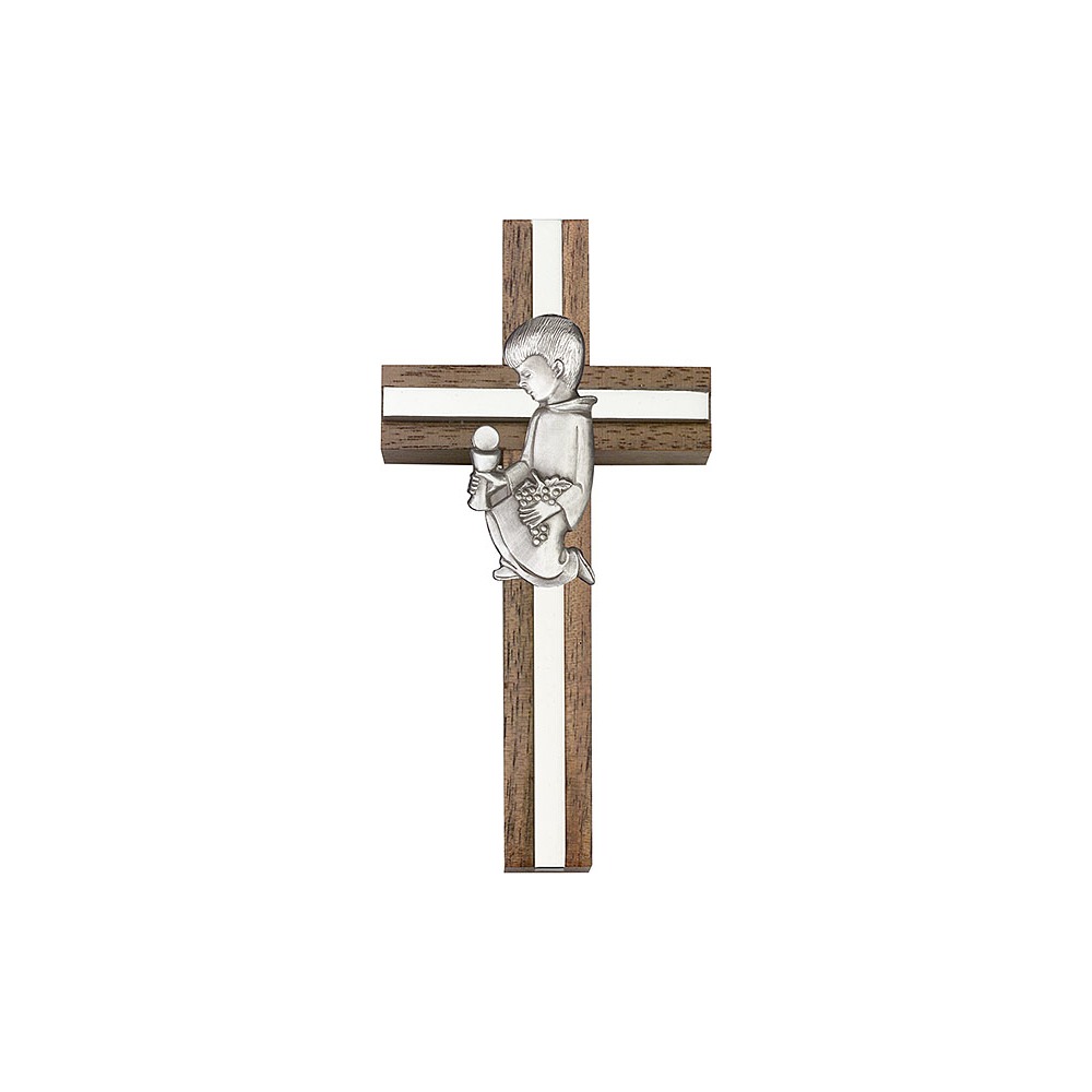 4 inch Communion Boy Cross, Walnut w/ Antique Silver inlay - Walmart.com