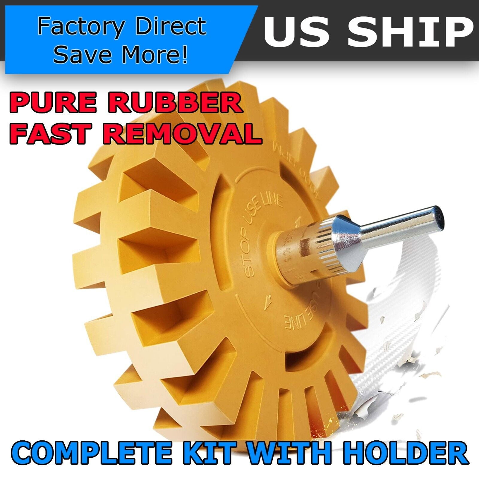 4 inch Decal Removal Eraser Wheel w/ Power Drill Arbor Adapter Rubber ...