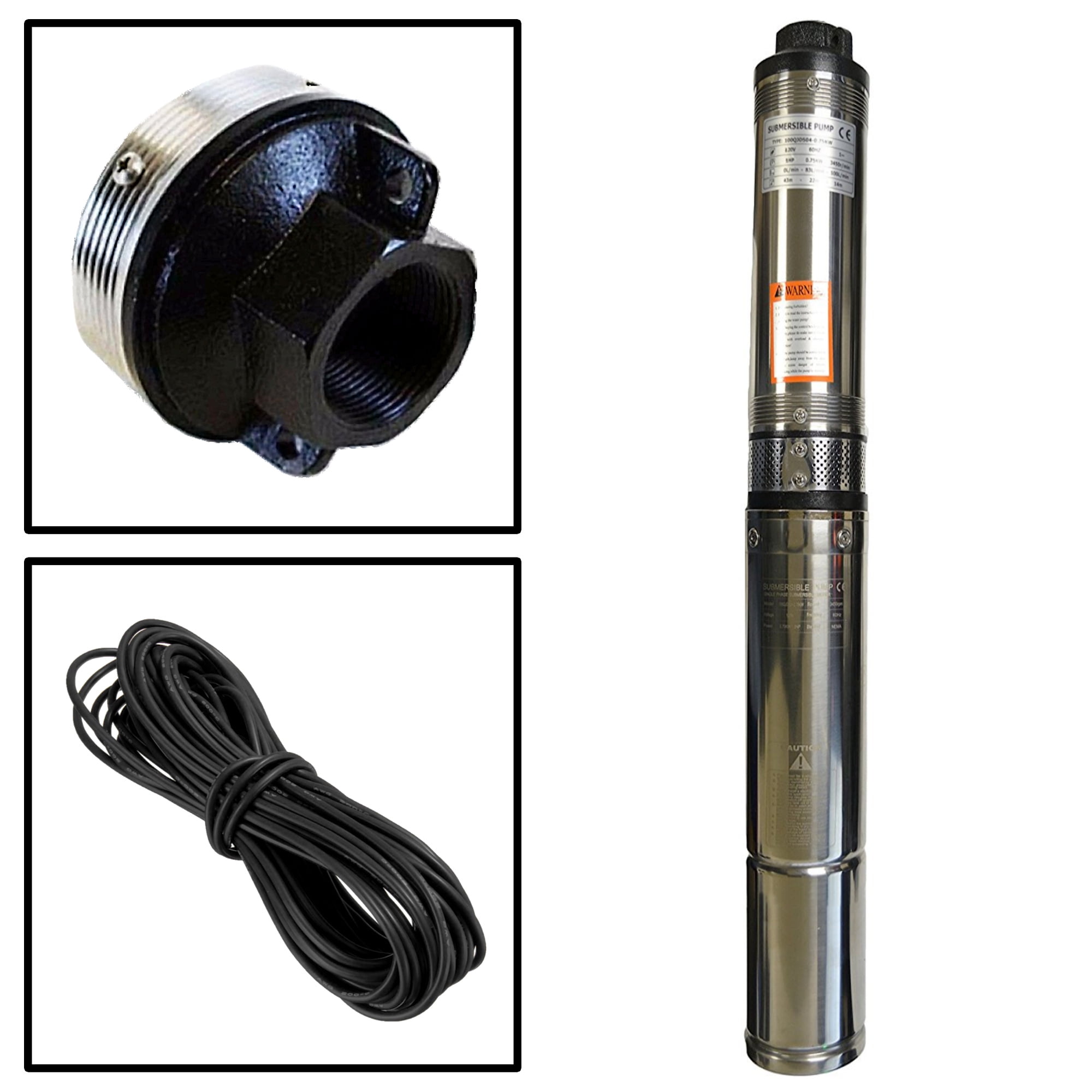 4 inch Deep Well Submersible Pump; Max 150 ft | 25 GPM .5 HP 110V ...