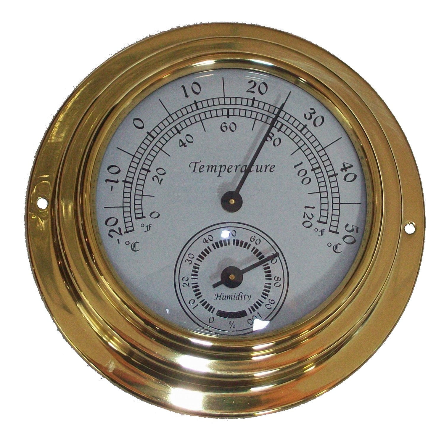 4-inch Dial Retro Brass Case Thermometer Hygrometer 0°C - 50°C Indoor ...