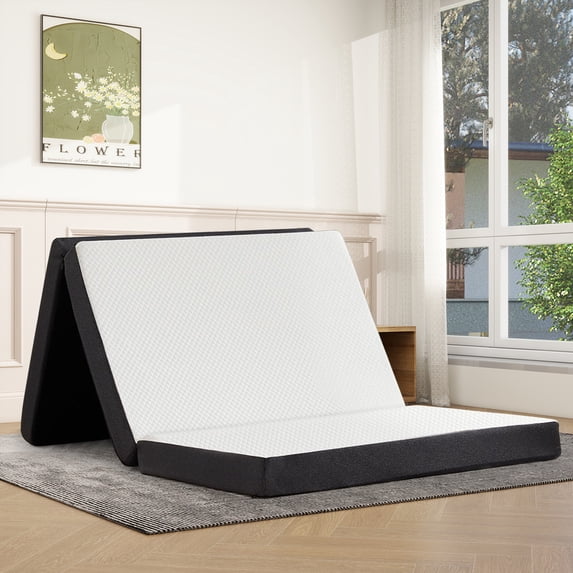 4 inch Foldable Memory Foam Mattress Single Size, CertiPUR-US Certified ...