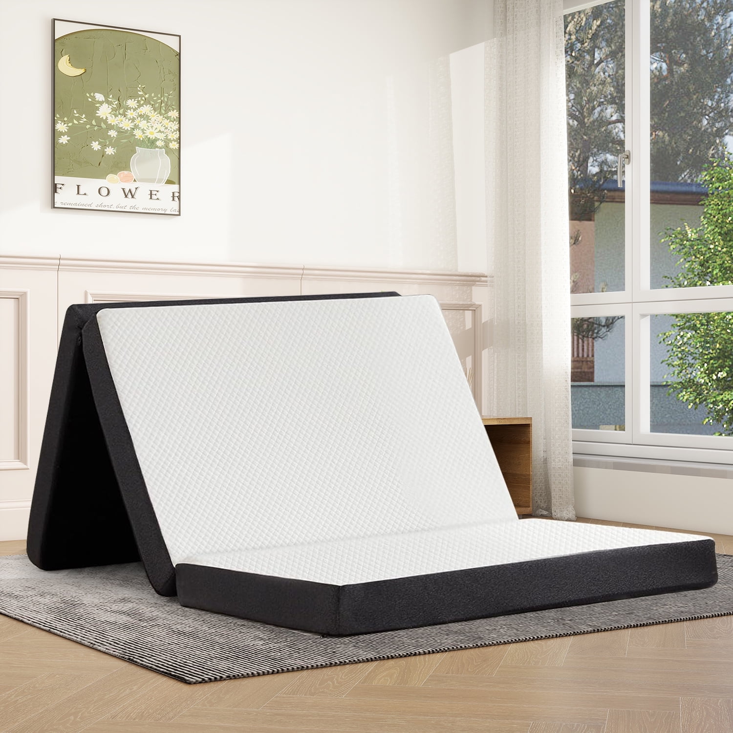 4 inch Foldable Memory Foam Mattress Twin XL Size, CertiPUR-US ...