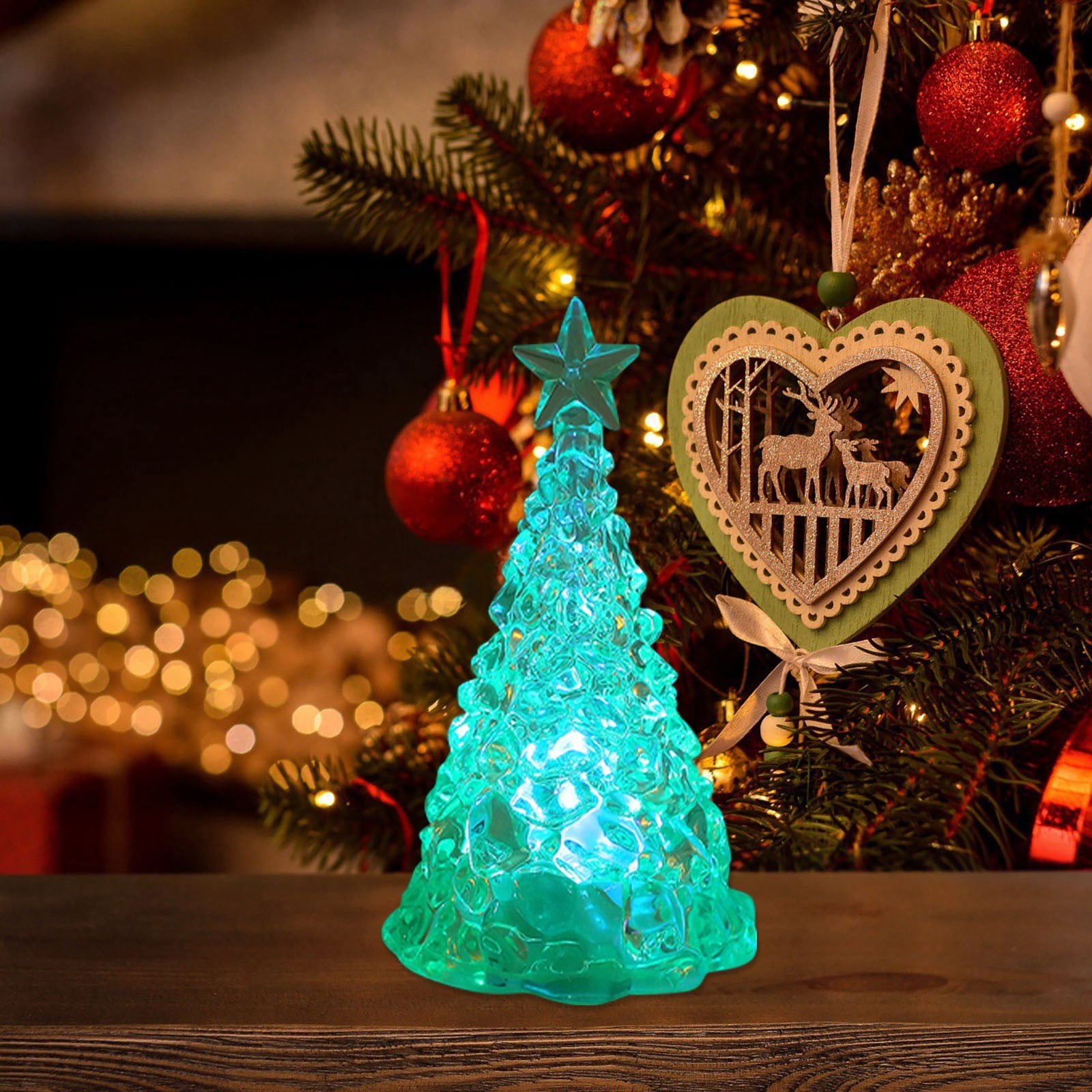 4-Inch Green Multicolor Mini LED Christmas Tree – Crystal-Like ...