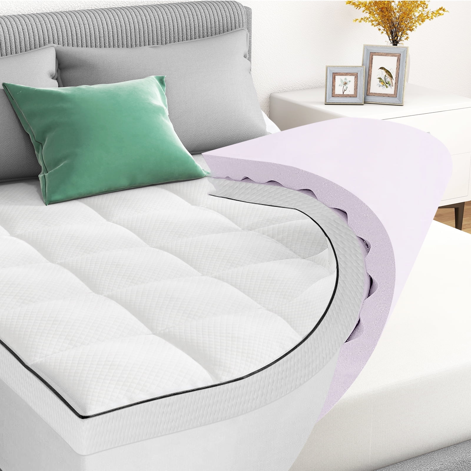 4 inch King Mattress Topper, Egg Crate Memory Foam Topper Pad, Purple ...