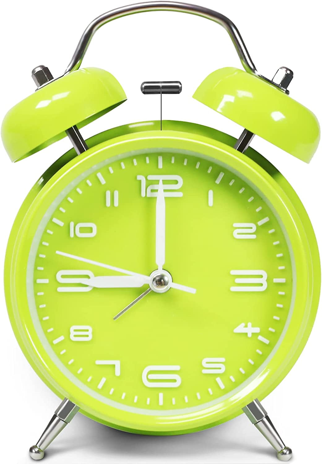 4 inch Loud Alarm Clock for Heavy Sleepers,Non-Ticking Silent,Night Backlight,Battery Operated ...