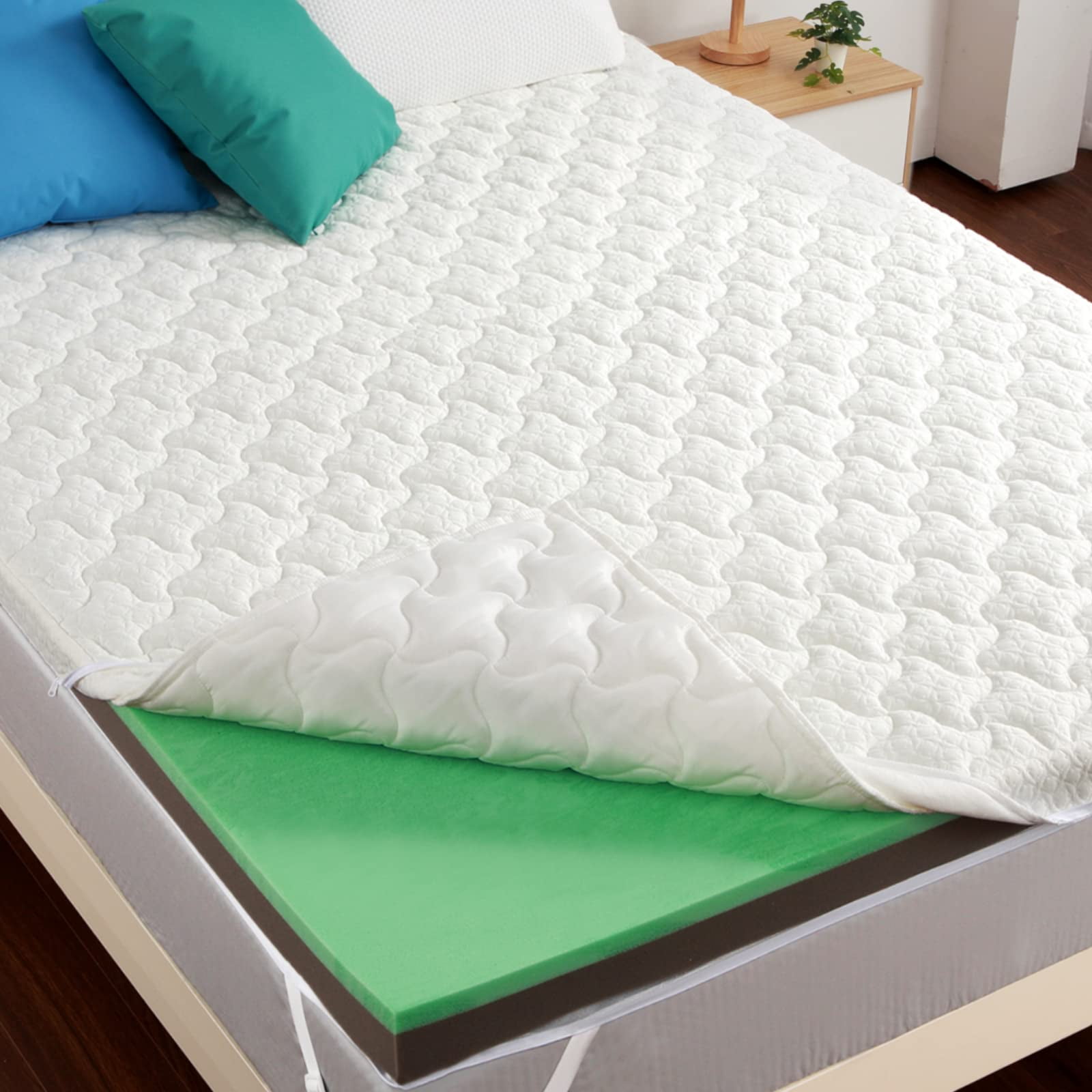 4 inch Mattress Topper, Medium Firm Memory Foam Bed Topper with Pillow ...