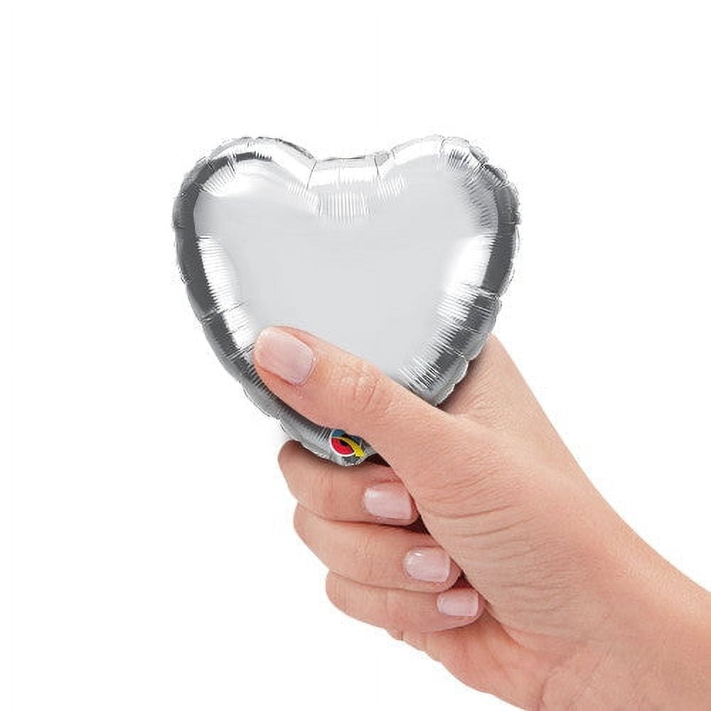 4 inch Mini Heart - Silver (Air-Fill Only) Foil Mylar Balloon - Party ...