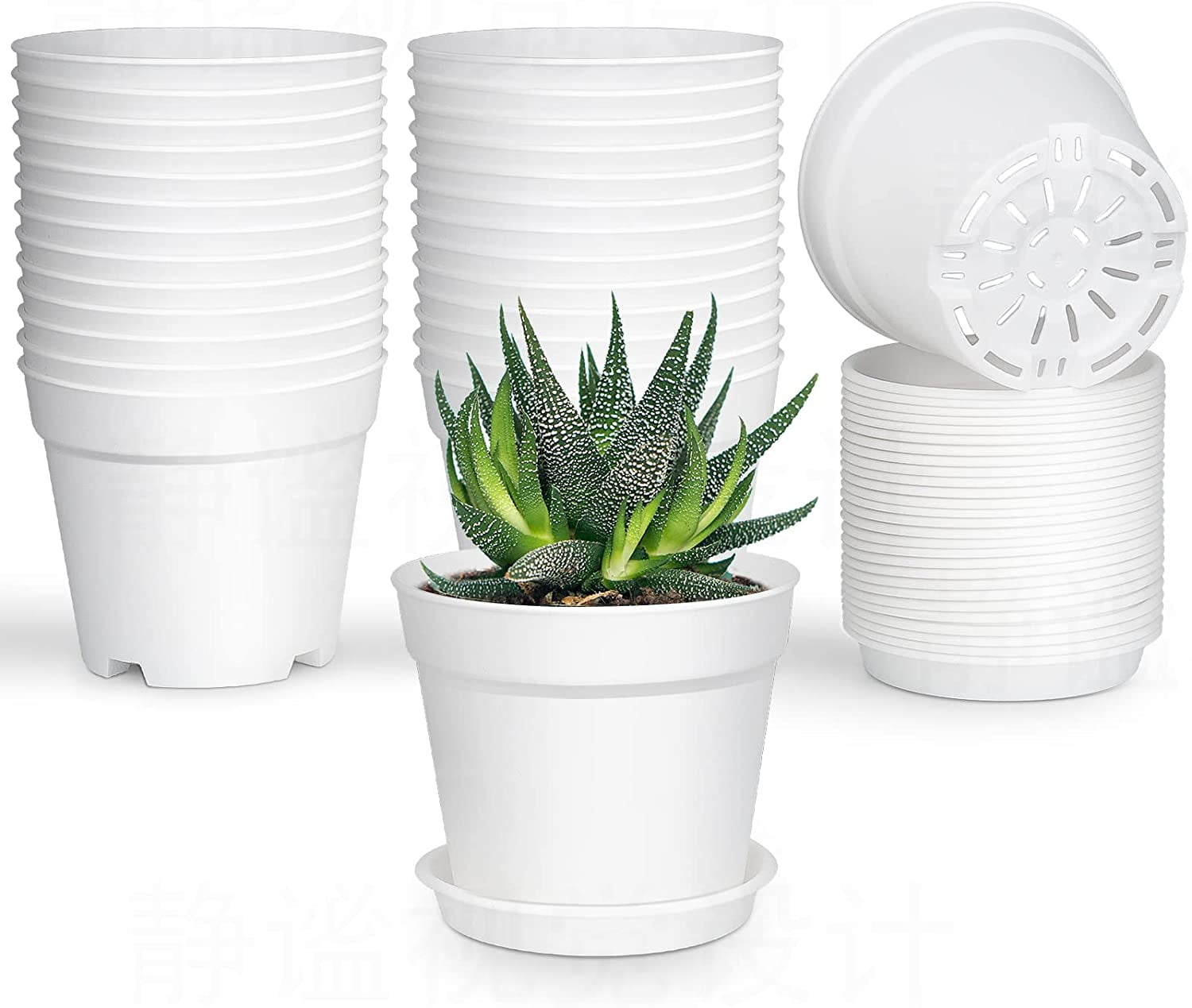 4 inch Plant Pots, 28 Pack Small Plastic Planters with Drainage Holes ...