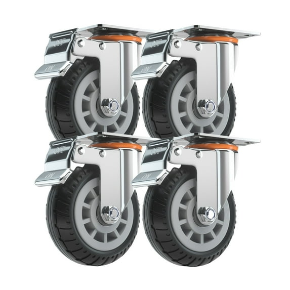 4 inch Pneumatic Swivel Caster Wheels Set of 4, 360° Rotation Caster ...