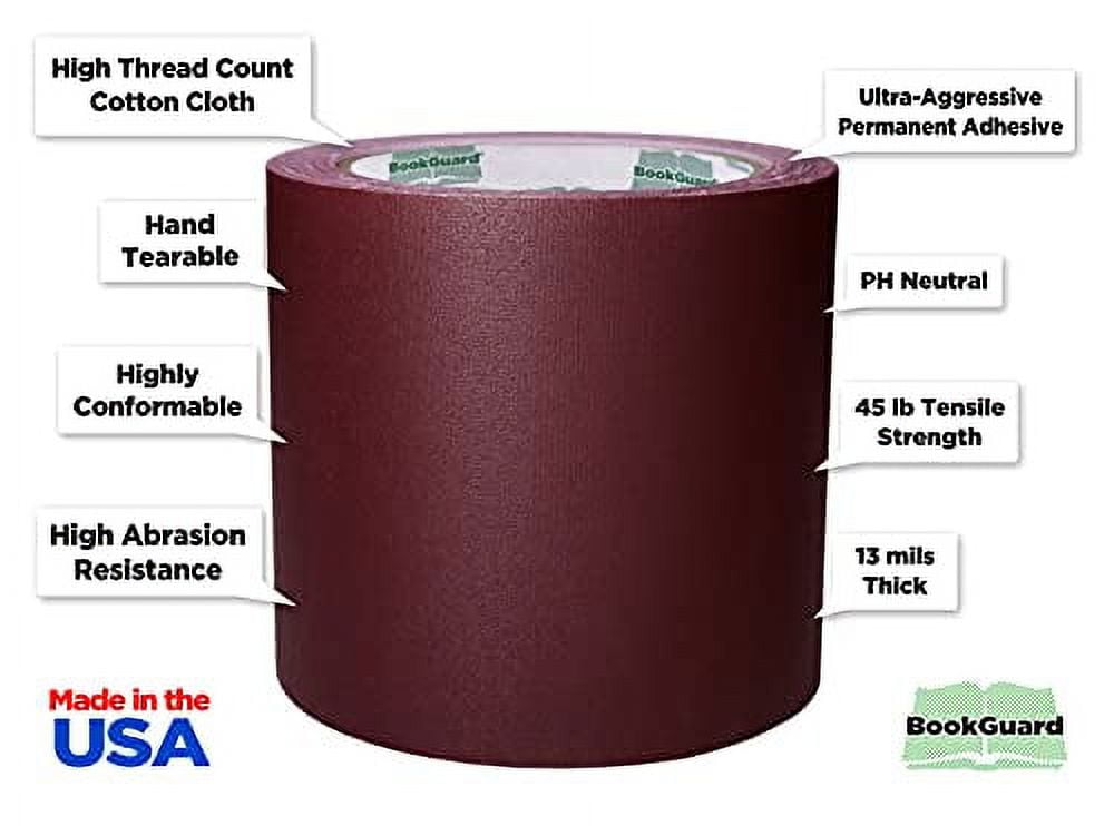 4 inch Premium Bookbinding Repair Cloth Tape, 15 Yard Roll, Burgundy ...