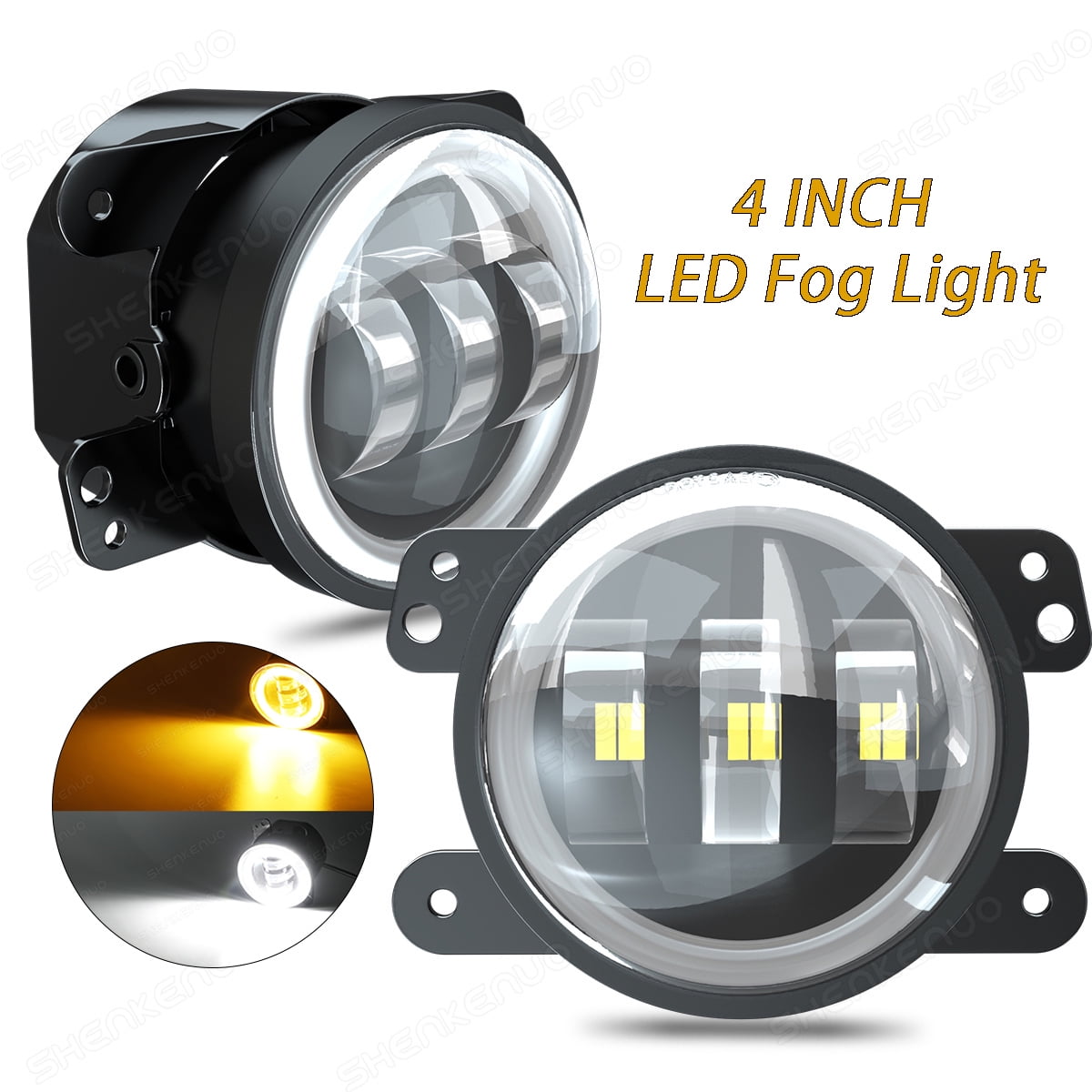 4-inch Round LED Fog Light Dual Color Driving Light Total 2 Bulbs ...