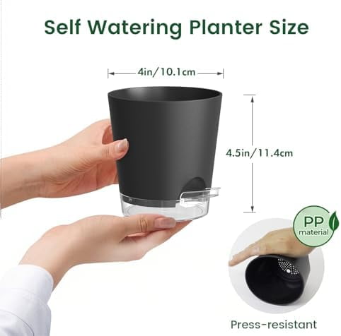 4 inch Self Watering Pots for Indoor Plants, 5 Pack Small Flower Plant ...