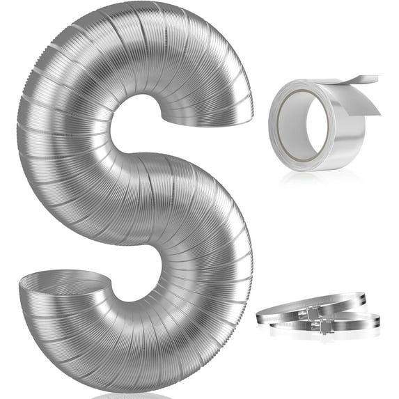 4-inch Semi Rigid Dryer Vent Hose, 8 Feet Flexible Aluminum Duct with 2 ...