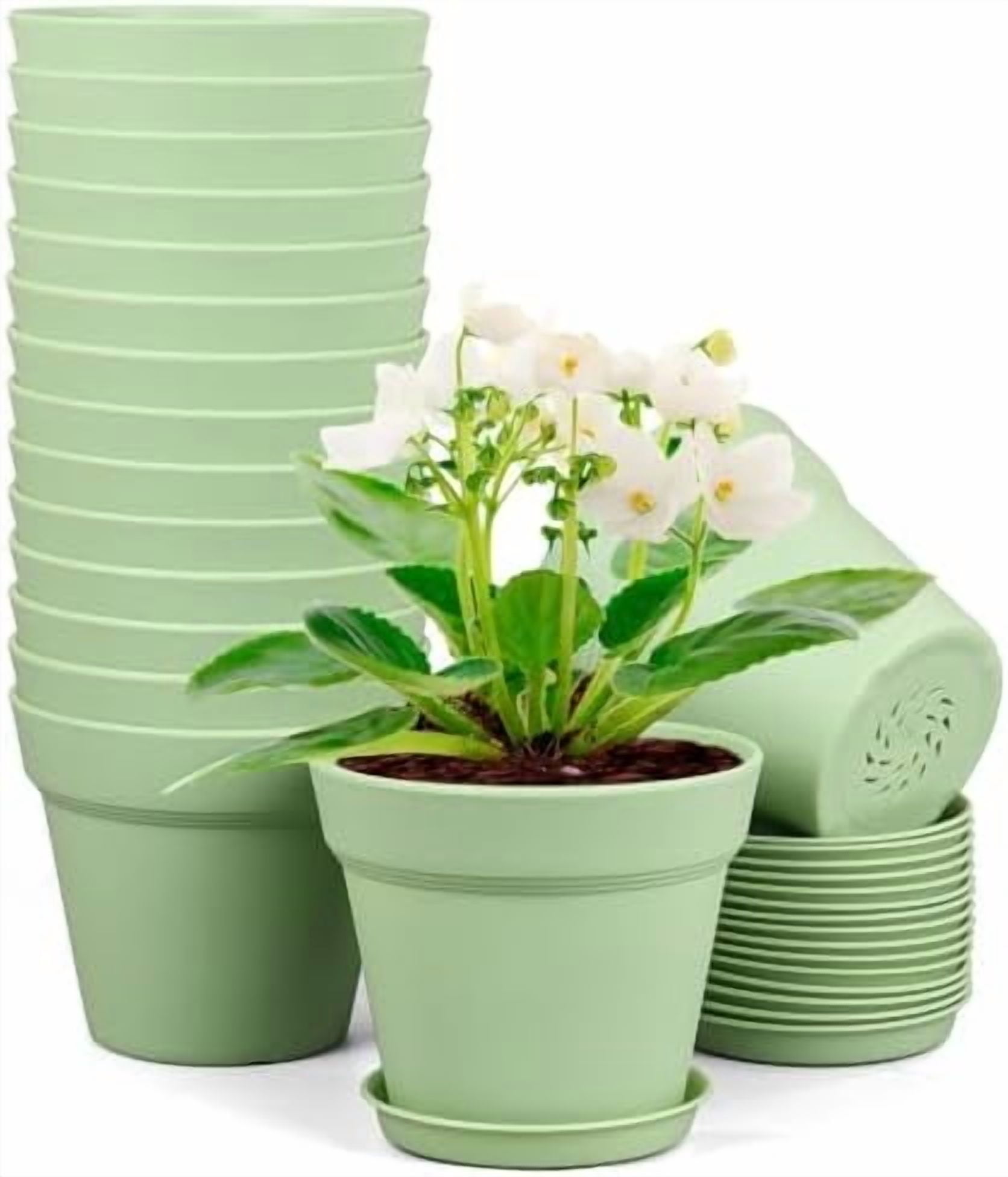 4 inch Small Plastic Nursery Pots, 16 Pack Plant Pots for Indoor ...