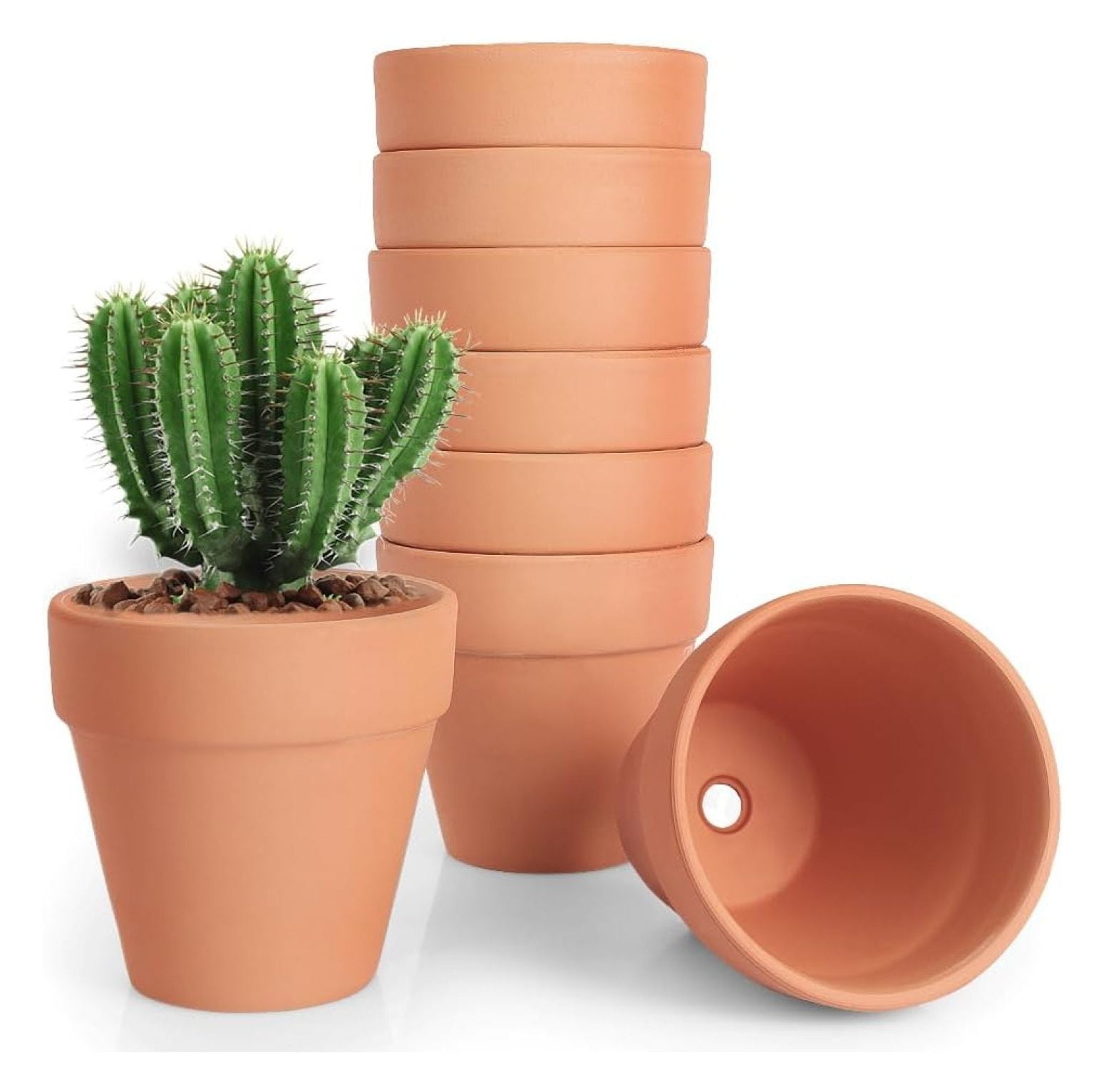 4 inch Terracotta Clay Pots, 27 Pack Clay Flower Pots with Drainage ...